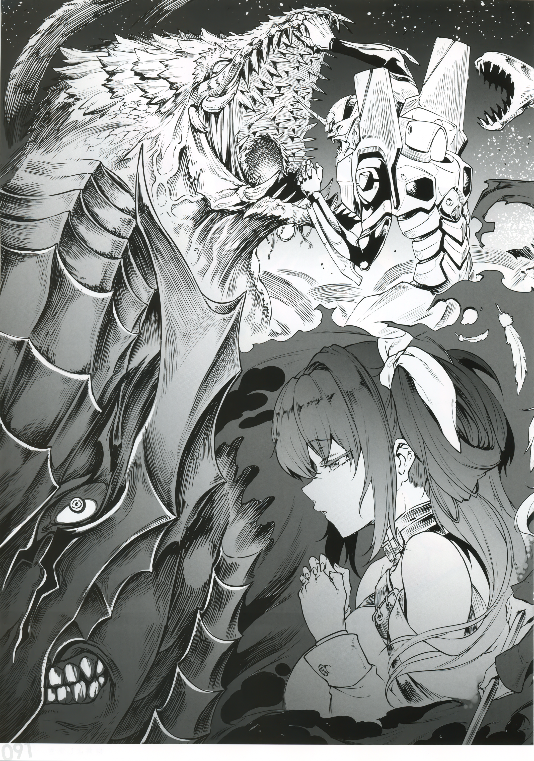 erect sawaru guilty gear neon genesis evangelion dizzy eva 01 crossover mecha monochrome ...
